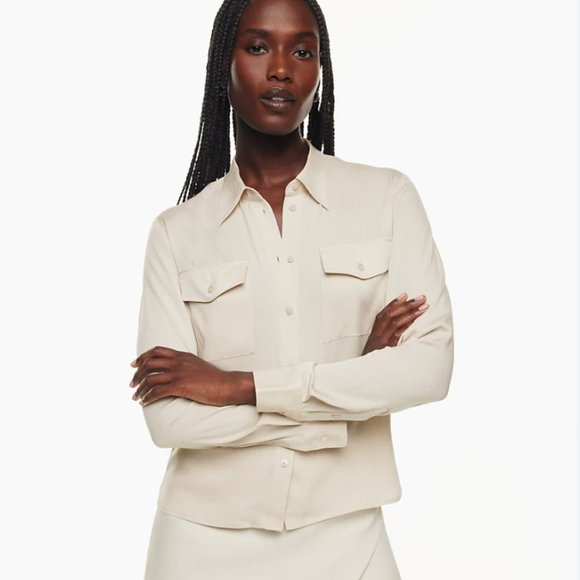 Babaton | Tops | Bnwt Babaton Kennedy Silk Blouse Matte Pearl S | Poshmark